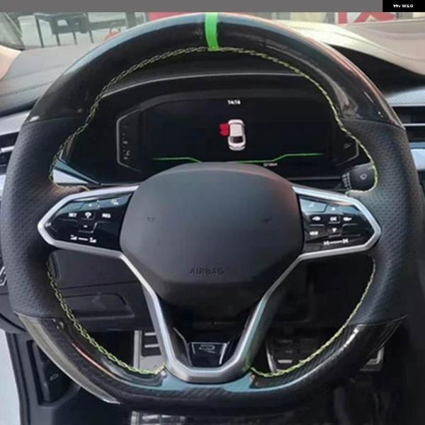 カスタム DIY カーボンレザーカーステアリングホイールカバー 編み込み フォルクスワーゲン VW ゴルフ 8 MK8 GTI ゴルフ GTE 2020 2021 カスタム パーツ アクセサリーHigh-concerned chemical...