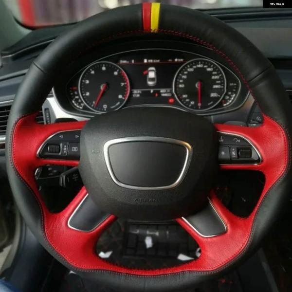 カスタム DIY カーステアリングホイールカバー アウディ A6 C7 2012 - 16 Q7 2013-2015 A8 2011-2016 S8 2013 車内 カスタム パーツ アクセサリーHigh-concerned chemica...