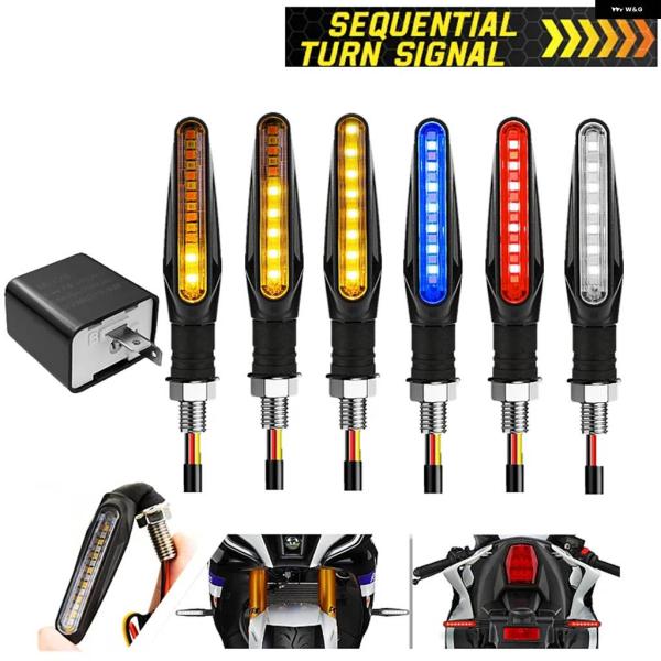 バイク ウィンカーライト 内蔵リレー12Vフラッシャー15 LED流水ウインカーモト インジケーター M10ボルトターンランプ カスタム パーツ アクセサリーBattery Included:NoHigh-concerned chemica...