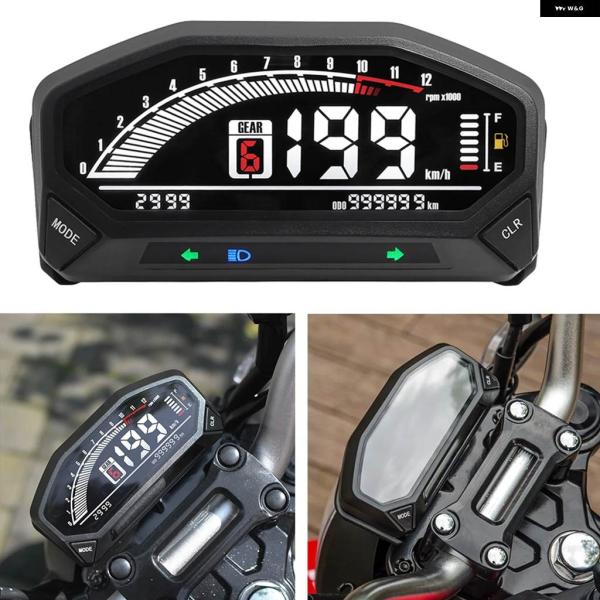 10000RPM MOTO ダッシュボード ディスプレイ スピード メーター 防水 パラメータ 燃料量 デジタルセンサー 6 グリッド ディスプレイ カスタム パーツ アクセサリーSpecial Features:waterproofIte...