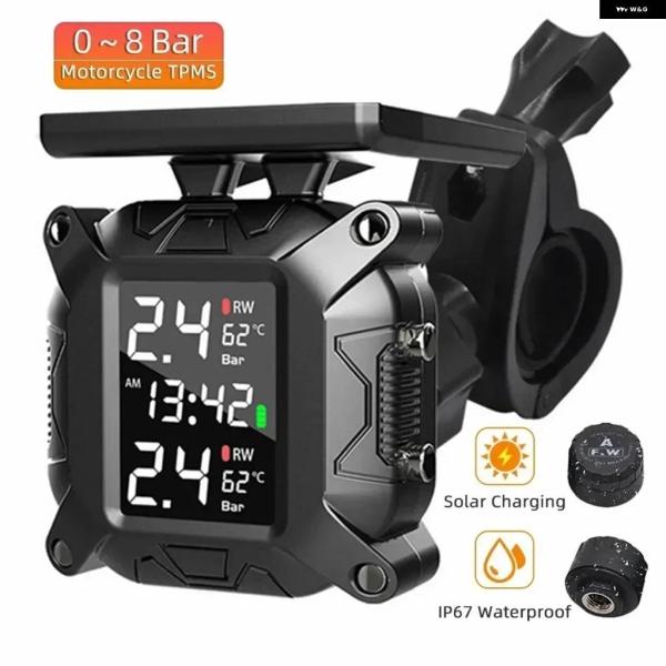 ソーラー充電TPMS バイク タイヤ エア圧 センサー バイク タイヤ エア圧 システム タイヤ温度アラーム システム カスタム パーツ アクセサリーHigh-concerned chemical:NoneModel Number:Moto...