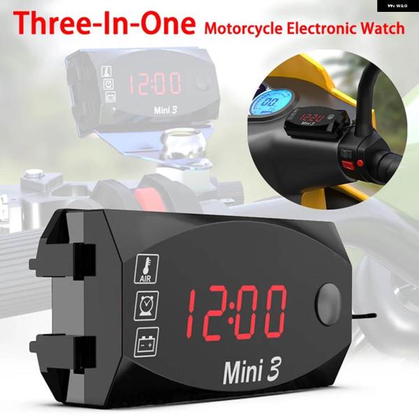 プロフェッショナル 12V バイク デジタル時計 電圧計 温度計 バイク 3IN1 電子メーター 時計 カスタム パーツ アクセサリーBrand Name:NoEnName_NullOrigin:Mainland Chinacolor:re...