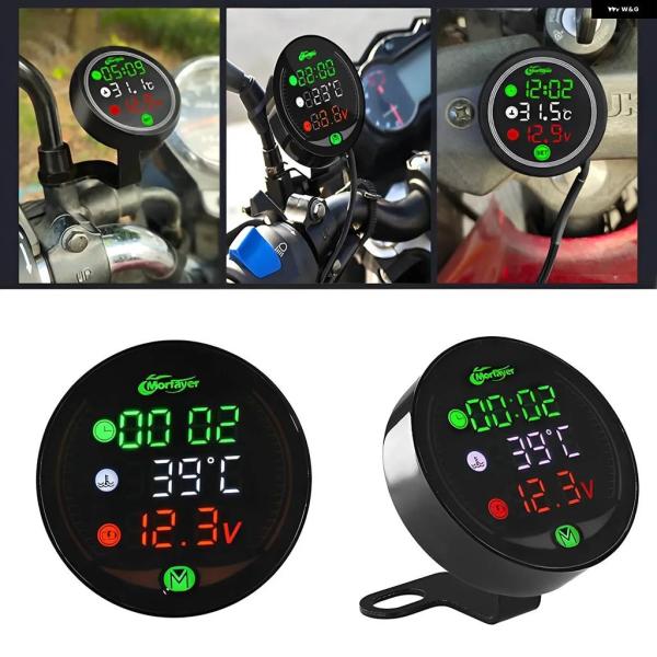 5IN1 9V-24V バイク 電子時計 水温計 電圧計 IP67 防水 LED デジタルタイムクロック ディスプレイ カスタム パーツ アクセサリーHigh-concerned chemical:NoneExternal Testing ...
