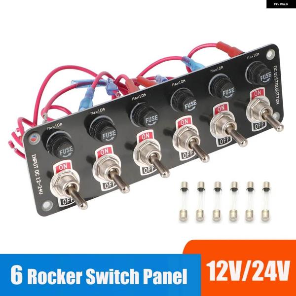 12V 24V 6ロッカースイッチ パネル ライトトグル ボタン 10Aヒューズブレーカー 防水 セットレーシングカーボートマリン トラック カスタム パーツ アクセサリーSpecial Features:For BMW AUDI VW S...