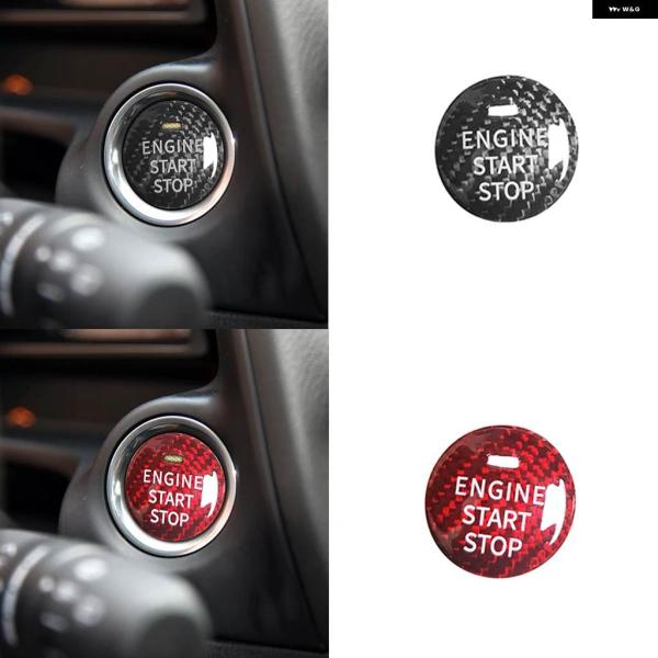カーボン スタイリング ステッカー カースタートストップ エンジン スイッチ ボタン カバー トリム マツダ 3 アクセラ CX3 CX5 CX8 MX-5 カスタム パーツ アクセサリーSticker Placement:Ignition...
