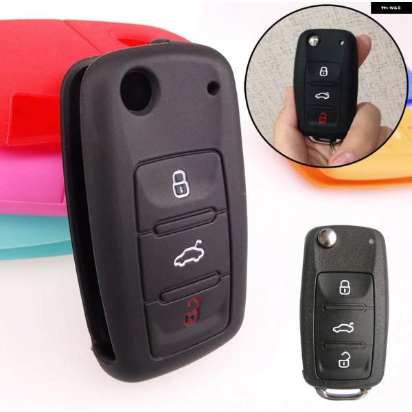 3 ボタン シリコン キーケース リモートフォブカバー VW シート シュコダ ポロ パサート B5 ゴルフ 4 5 6 ジェッタ CC GTI ティグアン ボーラ イオス ビートル カスタム パーツ アクセサリーHigh-concerne...