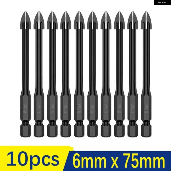 10個 6MM クロス六角ドリルビットセット タイル 磁器 ガラス ミラー タイル 磁器 ドリルビットキット ツール カーバイドドリル カスタム パーツ アクセサリーHigh-concerned chemical:NoneBrand Nam...