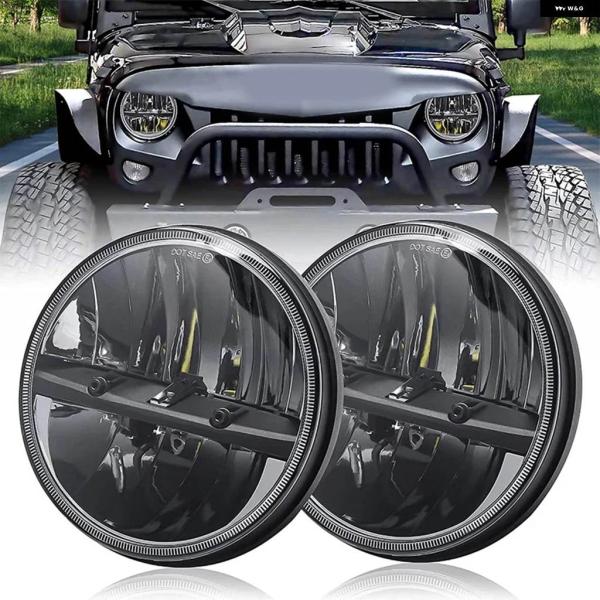 ランニングライト 1個 7インチ LED ヘッドライト H4 HI-LOLADA 4X4 アーバン NIVA ジープ ラングラー TJ JK LJ CJ ランドローバー ディフェンダー ハマー カスタム パーツ アクセサリーHigh-con...