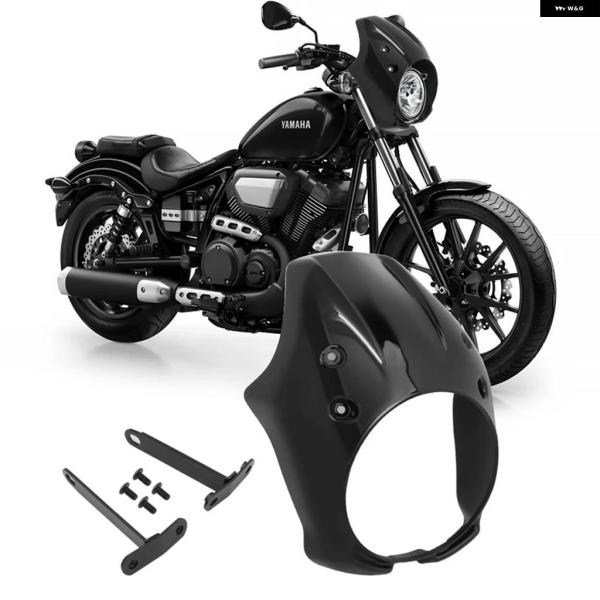 ヤマハ XVS 950 SPEC BOLT 950 2013-2022 用 オートバイ フェアリング カウル ヘッドランプ マスク ヘッドライト フロント フォーク マウント ウインドシールドカバー カスタム パーツ アクセサリーHigh-...