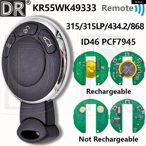 DR GREAT ID46PC F7945/PCF7953 チップ 315/434/868MHZ カーリモートキー BMW MINI COOPER R56 R57 R58 R60 R61 CLUBMAN 2006-2013 用 カスタム パ...