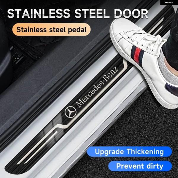 メルセデス ベンツ AMG CLA GLC GLK GLA A B C E クラス W203 W206 W220 W205 W211 W212 W201 用 ドアシル スカッフプレート カスタム パーツ アクセサリーHigh-concern...