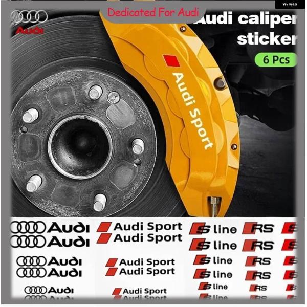 6PCS 車用ブレーキ キャリパー バッジ ステッカー デカール カーチューニング アウディ SLINE A1 A3 A4 A5 A6 A7 Q5 Q7 RS3 RS4 RS5 S3 S4 S5 S7用 カスタム パーツ アクセサリーHig...