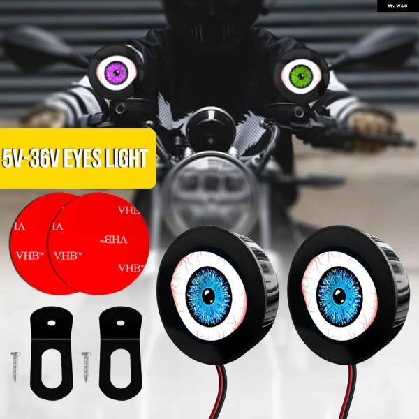 LED 車 バイク 3D ダイナミック デビルアイ LED バイク 装飾 ライト 5V-36V マルチモード ウインク LED ライト レトロキット アセンブリ カスタム パーツ アクセサリーBattery Included:NoHigh-...