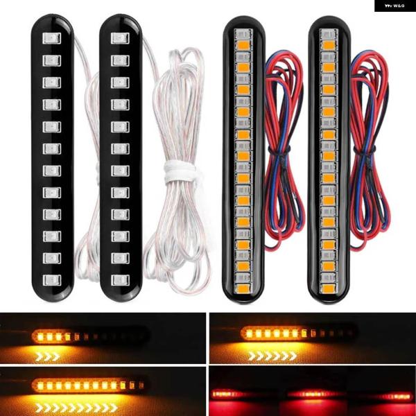 12/24LED バイクライトストリップ 流れるウィンカーライト テール ブレーキライト ランニングライト ホンダ ヤマハ チョッパー 用 カスタム パーツ アクセサリーBattery Included:NoHigh-concerned c...