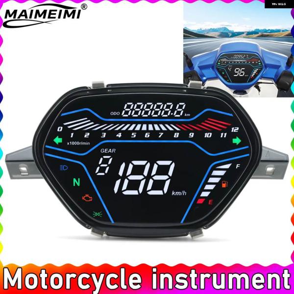 199KM/H LED ダッシュボード RPM タコメーター デジタル バイク スピード メーター 温度 燃料計 ホンダ EX5 クラス 1 CX DX WAVE100 CD100用 カスタム パーツ アクセサリーHigh-concerne...