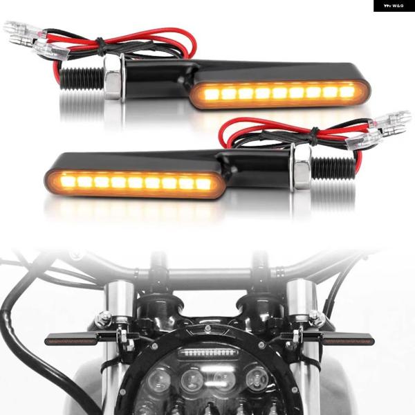 M8 オートバイ 9LED ウィンカーライト アルミ 12V インジケーター フラッシャー ブリンカー ダートピット バイク カワサキ ホンダ ヤマハ 用 カスタム パーツ アクセサリーBattery Included:NoHigh-con...