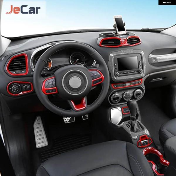 ジープ レネゲード 2016-2018 ABS ステアリングホイール ダッシュボード カバー トリム ステッカー キット インテリア 装飾 モールディング カスタム パーツ アクセサリーHigh-concerned chemical:Non...