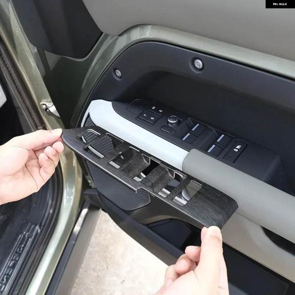 ランドローバー ディフェンダー 110 20-24 ABS カーボンウィンドウリフトスイッチ ボタン フレーム カバー トリム ステッカー 右ハンドル 車 カスタム パーツ アクセサリーHigh-concerned chemical:Non...