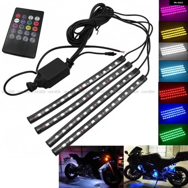 オートバイ RGB LED ストリップムード 装飾 ライト リモコン DRZ400/S/SM GSX-R 600/750/1000 GSXR1300 HAYABUSA カスタム パーツ アクセサリーProtective parts:Ligh...