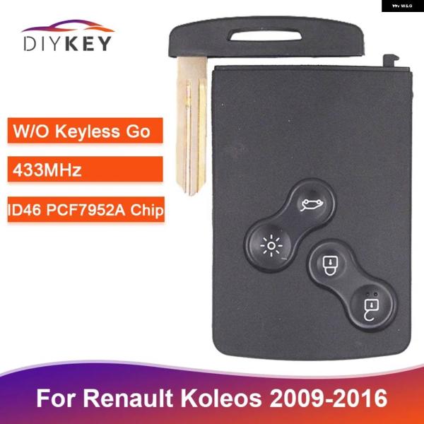 DIYKEY 4 ボタン スマートカード ルノー コレオス 2009 - 16 433MHZPC F7952PC F7941 チップリモートキー カスタム パーツ アクセサリーHigh-concerned chemical:NoneOthe...