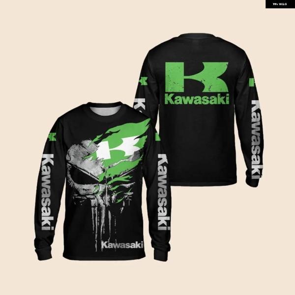 MOTO-MENS S ラウンドネック長袖Tシャツ シンプルレジャー カワサキ 通気性 速 乾性 快適 スポーツトップ カスタム パーツ アクセサリーCraft of Weaving:TattingFeature:Quick dryingE...