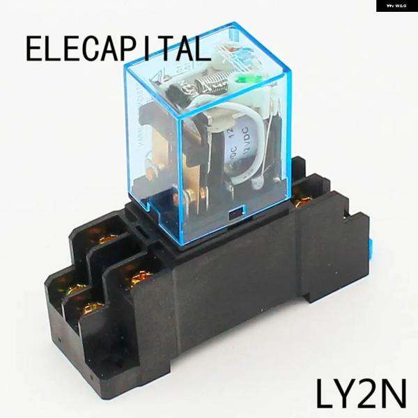 10A DPDTリレー 12VDC 24VDC 110VAC 220VAC LY2N リレー LY2NJ パワーリレーベースソケット 8ピン LY2リレースイッチ カスタム パーツ アクセサリーEU LVD Voltage:Low volt...