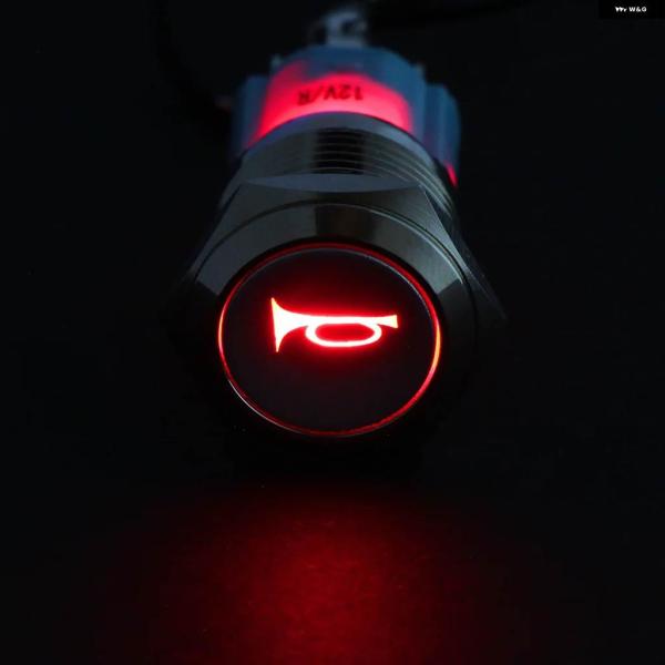 5/8インチ 12V 16MM LED パワーライト モーメンタリー プッシュ ホーン ボタン スイッチ プッシュ ボタン カーラッチ スピーカー ベル ホーン カスタム パーツ アクセサリーHigh-concerned chemical:...