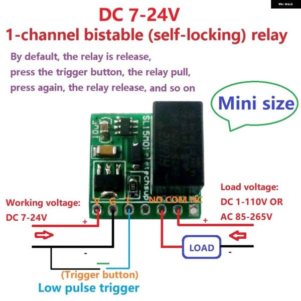 DC 12V 2A ミニ 1CH 双安定セルフロックリレー モジュール フリップフロップラッチスイッチボード LED モーター ソレノイド バルブ カスタム パーツ アクセサリーEU LVD Voltage:Low voltage: Bel...