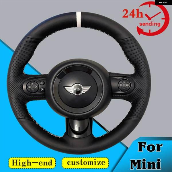 マイクロファイバーレザー製カー ステアリングホイール ブレードカバー 100% MINI ハッチバック /MINI R56/R57 クラブマン クラブバン クーペ 3 スポーク カスタム パーツ アクセサリーSize:25*15*6Spec...