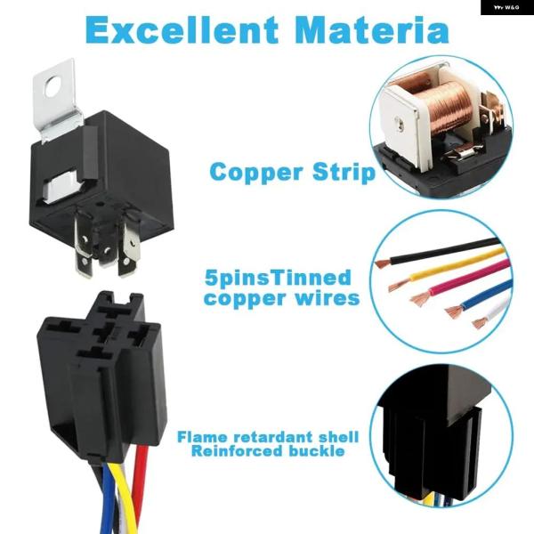 1個 4 5ピン 防水 カーリレー 12 24V ハーネス SPDTリレー 赤銅端子リレー カスタム パーツ アクセサリーEU LVD Voltage:Low voltage: Below 50Vac or 75VdcHigh-concer...