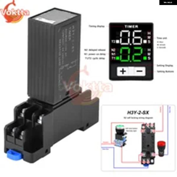 LCD ディスプレイ 遅延リレーDC12VDC24VDC220V電源投入遅延 コントローラ ータイムリレーベースソケット電子遅延タイマーリレー カスタム パーツ アクセサリーEU LVD Voltage:Low voltage: Below...