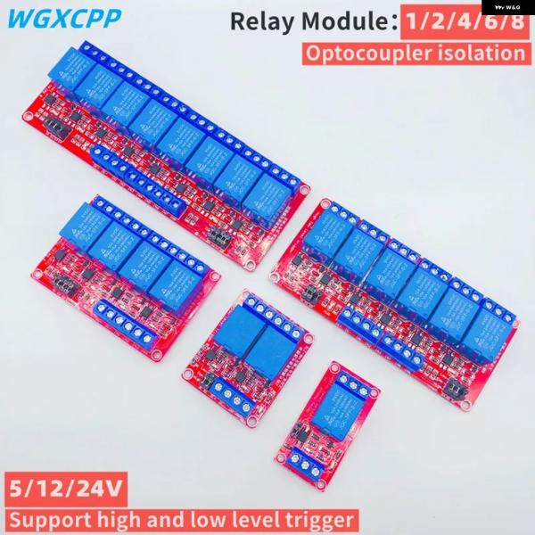 高/低レベルトリガーリレー モジュール 1/2/4/6/8チャンネル 5V 12V 24V ホームインテリジェント 制御 モジュール オプトカプラ絶縁出力 カスタム パーツ アクセサリーHigh-concerned chemical:Non...