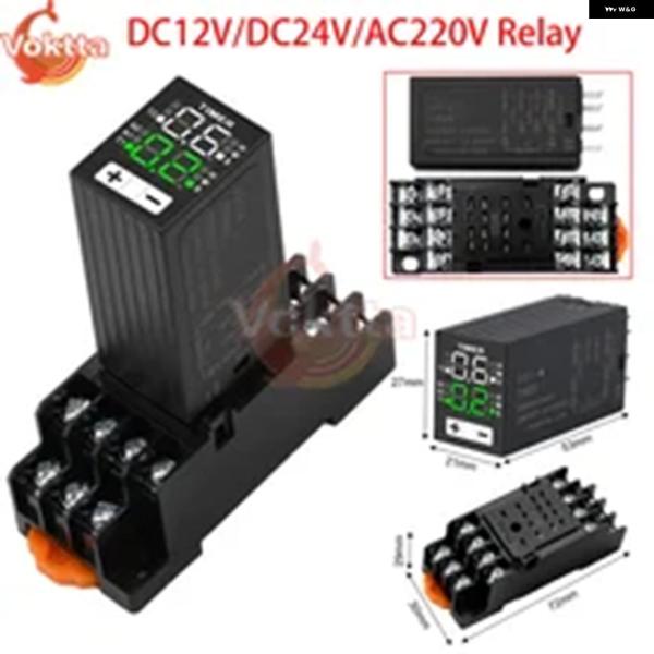 H3Y-4 LED 遅延リレー DC 12V DC 24V AC 220V デュアルデジタル表示 サイクルタイム コントローラ ー 遅延装置 電源オン遅延装置 ベース カスタム パーツ アクセサリーEU LVD Voltage:Low vo...