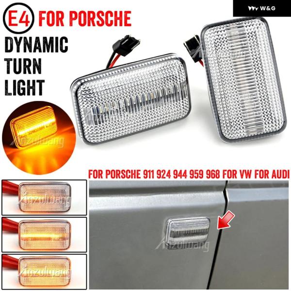 2個 LED ダイナミックウィンカー サイド マーカーライト シーケンシャル ウインカーライト ポルシェ 911 カレラ 930 964 924/924S 993 944 959 968 カスタム パーツ アクセサリーHign-concer...