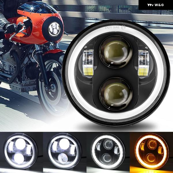 汎用 5-3/4インチ 5.75インチ LED 車 オートバイ バイク ヘッドライト H4 PHARE FAROL MOTO ヘッドランプ ヘッドライト ハーレー インディアン スカウト ホンダ カスタム パーツ アクセサリーHign-co...