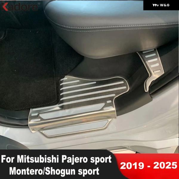 三菱 パジェロ / モンテロ /ショーグン スポーツ 2019-2023 2024 2025 ドアシル スカッフプレート ガードカバー トリム パッド アクセサリー カスタム パーツ アクセサリーHign-concerned Chemica...