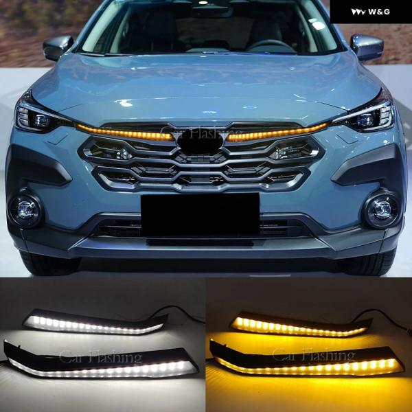 スバル クロストレック 2023 2024 2025 デイタイム ランニングライト LED DRL ウィンカー フロント バンパー ランプ カー グリル ライト カスタム パーツ アクセサリーHign-concerned Chemical:...