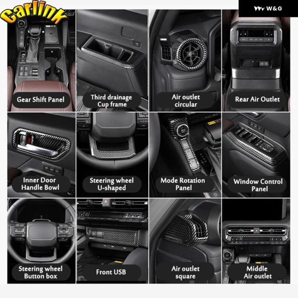 トヨタ ランドクルーザー 250 プラド LC250 2024 車内 装飾 ギア シフト ボックス パネル ステアリングホイール ドアハンドル ストリップ カスタム パーツ アクセサリーHign-concerned Chemical:Acr...