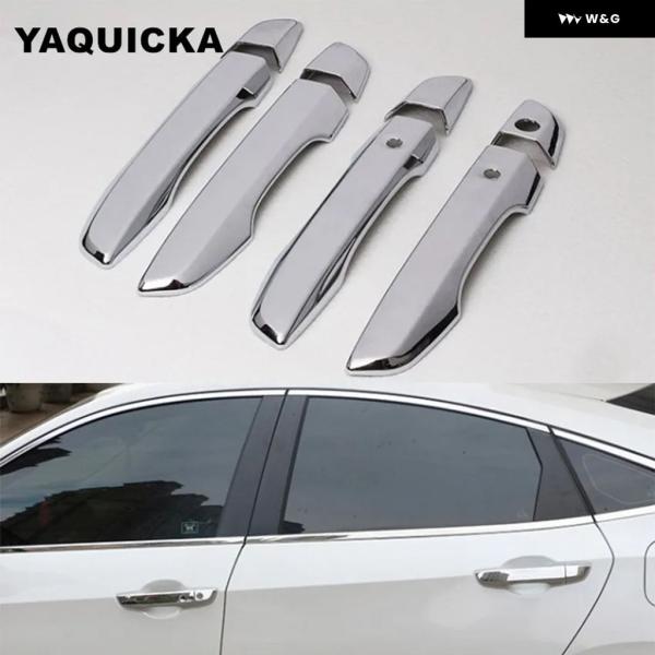 カー スタイリング ホンダ シビック 10TH 2016 2017 LHD 外装 ドアハンドル グラブカバー トリム カー スタイリング モールディング クローム ABS カスタム パーツ アクセサリーModel Year:2016 201...