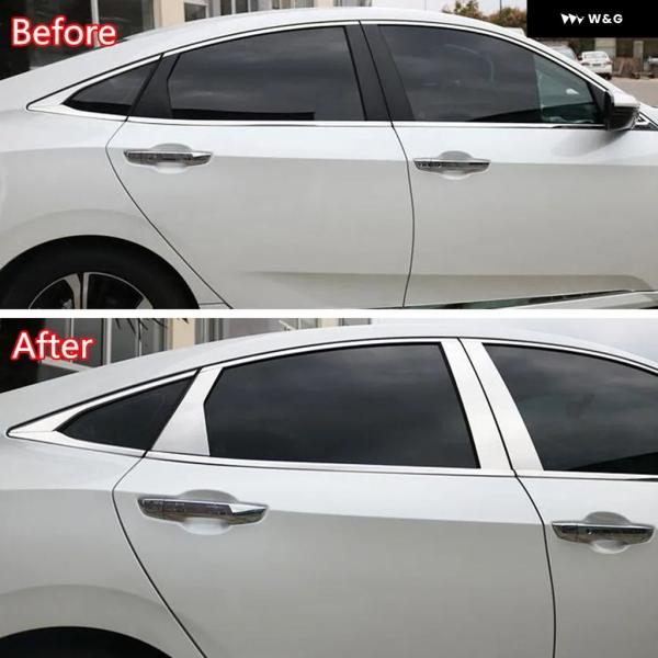 ステンレス 車 外装 ウィンドウピラー カバー トリム モールディング スタイリング ホンダ シビック セダン10代目2016 2017 2018 カスタム パーツ アクセサリーModel Year:2016 2017 2018Specia...