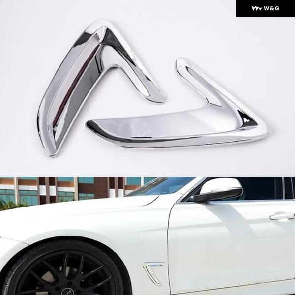 BMW 3シリーズ F30 GT 2013-2016 クローム ABS シルバー カーフロントドアサイドウィングエアフローフェンダー吸気口カバー ステッカー カスタム パーツ アクセサリーModel Year:2013 2014 2015 ...