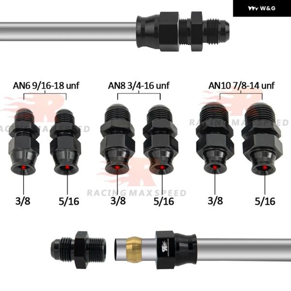 AN6 AN8 AN10 オスフレア 5/16インチ 3/8インチ燃料ハードライン チューブ 継手アダプタコネクタ 合金 ブラック5/16インチ 3/8インチインチOD 合金 チューブ カスタム パーツ アクセサリーSpecial Feat...