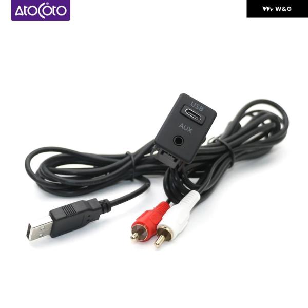 車用 ダッシュボード フラッシュ マウント USBタイプCポートスイッチ パネル 3.5MM AUXジャックRCA オーディオ 延長 ケーブル アダプター トヨタ フォルクスワーゲン カスタム パーツ アクセサリーSpecial Featu...