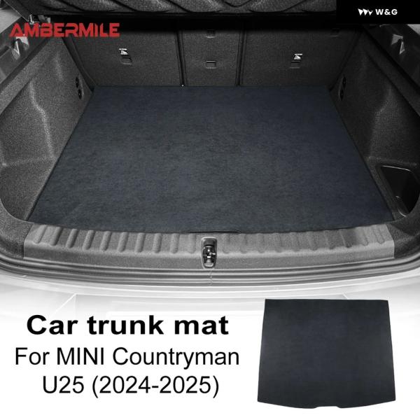 スエードリア トランク パッド ミニクーパーカントリーマンU25 2024 2025アクセサリー汚れ防止カーゴライナーマットカバー デコレーションフランネル カスタム パーツ アクセサリーTypes of Car Floor Mats:Al...