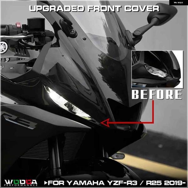 フロントノーズアッパーカウル フェアリング ヤマハ YZF R3 R25 2019-2024 ヘッドライト カウルマスクカバー ノーズ アップグレード R1 R6 スタイル スモールアイ カスタム パーツ アクセサリーHign-concer...
