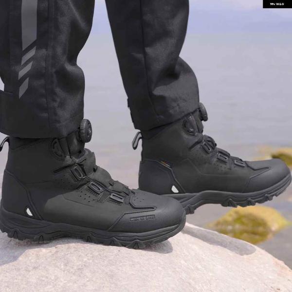 2024 防水 オートバイ バイク ブーツ 牛革 モトクロス ブーツ 転倒防止 バイカーシューズ 回転バックル レーシング ライディング モトシューズ カスタム パーツ アクセサリーWith or install Professional ...