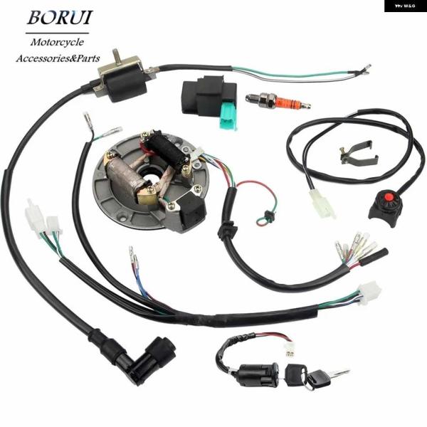 CDI イグニッション コイル A7TC スパークプラグ キルスイッチ ワイヤー ハーネス マグネトスイッチ キーロックセット 50 70 110 125 140CC 4T ダート オートバイ バイク カスタム パーツ アクセサリーHign...