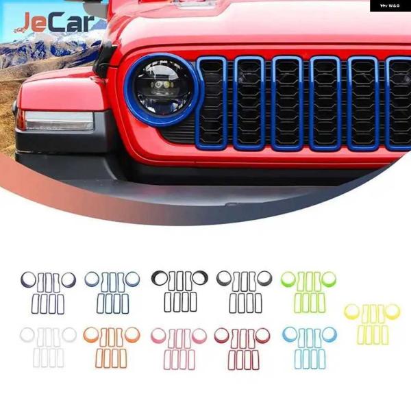 ヘッドライト サークルランプフード グリル デコレーションカバー ステッカー ジープ ラングラー JL JTグラディエーター2024以降 外装 アクセサリー カスタム パーツ アクセサリーHign-concerned Chemical:No...