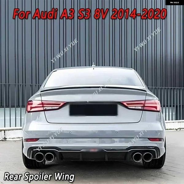 リア トランク ルーフキャップスポイラー ウィング アウディ A3 S3 8Vセダン 2014-2020 光沢ブラック カーリアルーフスポイラー スプリッターウィングチューニング カスタム パーツ アクセサリーHign-concerned ...