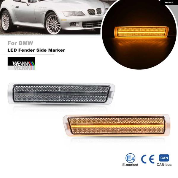 OEM# 63148100409 63148389695 クリアレンズ アンバー LED フロントサイドマーカー リピーター リフレクター ライト BMW 3シリーズ E36 Z3 交換 カスタム パーツ アクセサリーHign-concer...